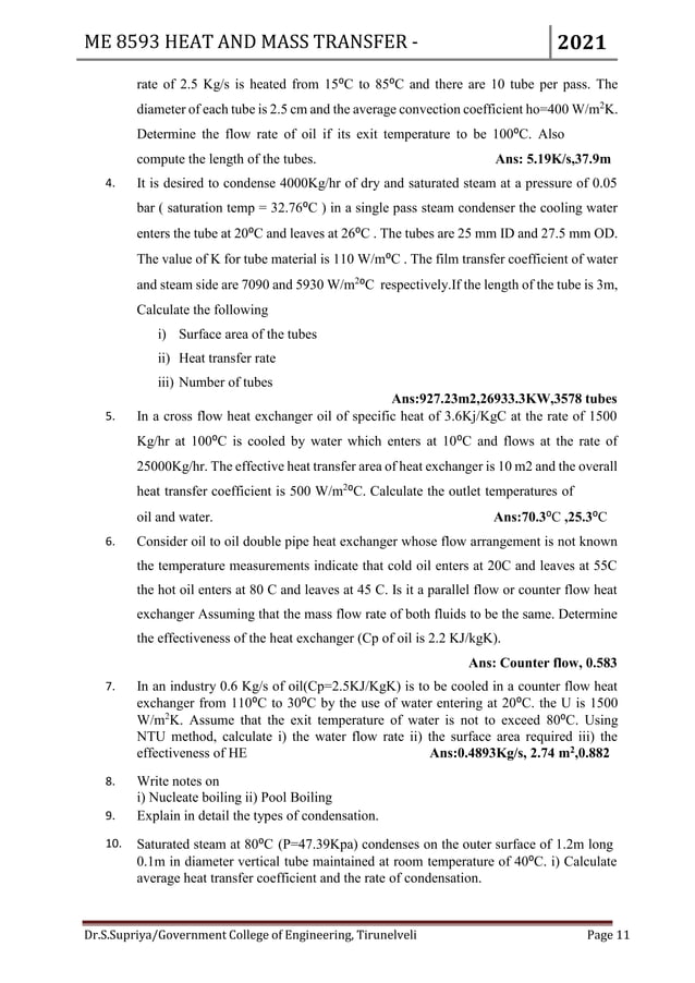 Heat and Mass Transfer Assignment | PDF