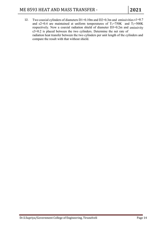 Heat and Mass Transfer Assignment | PDF