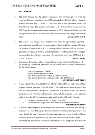 Heat and Mass Transfer Assignment | PDF