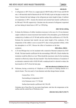 Heat and Mass Transfer Assignment | PDF