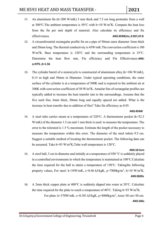 Heat and Mass Transfer Assignment | PDF