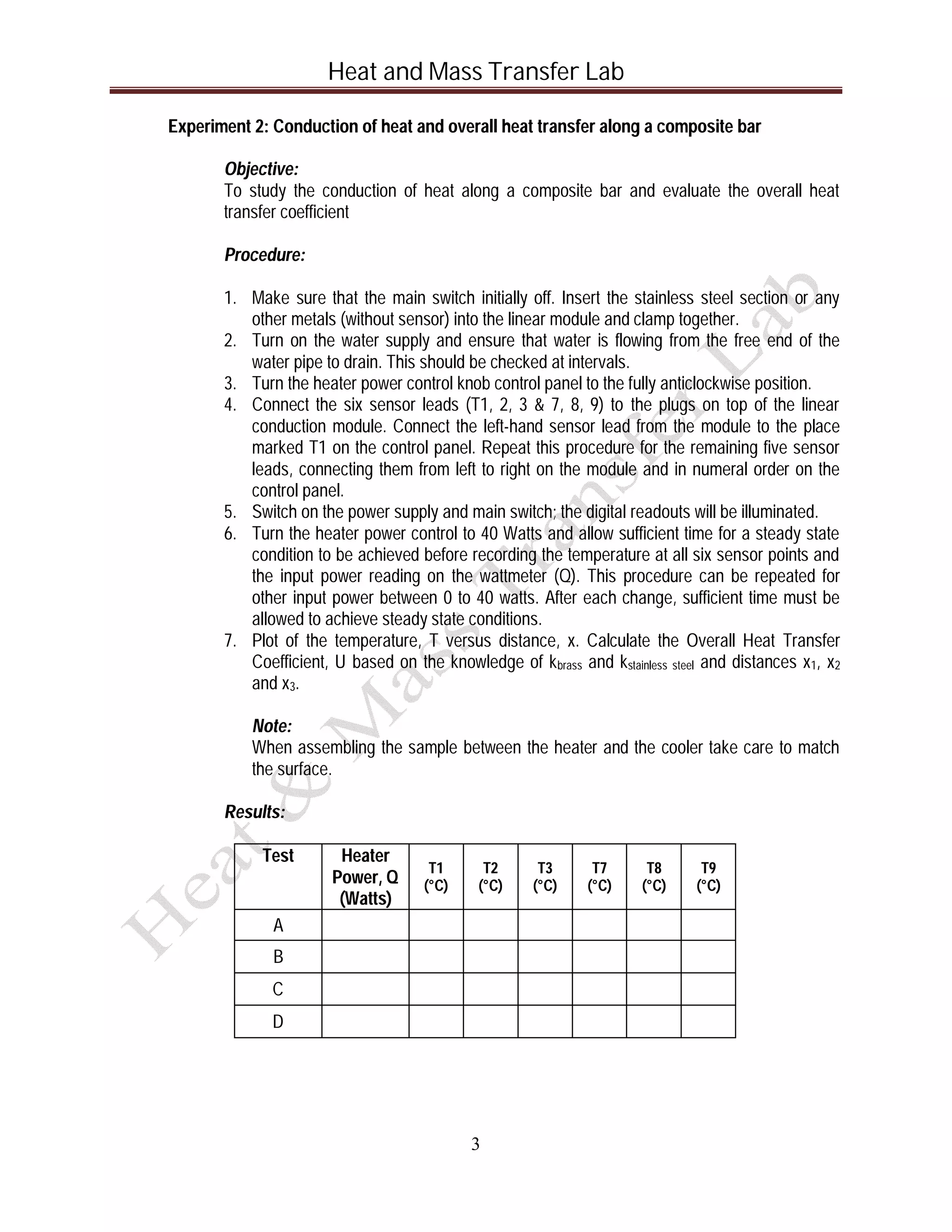 Hmt lab manual (heat and mass transfer lab manual) | PDF