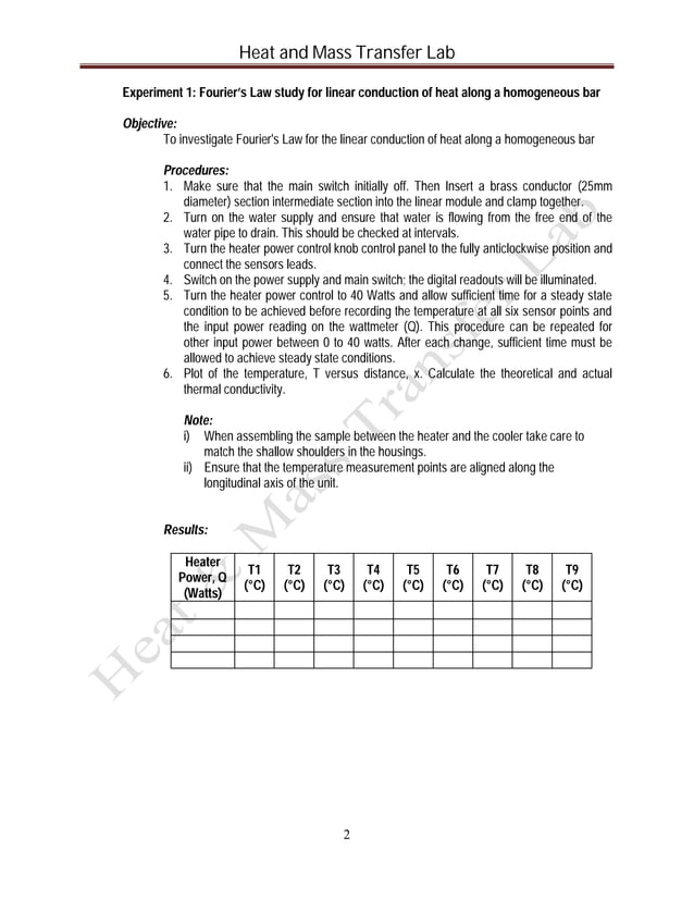 Hmt lab manual (heat and mass transfer lab manual) | PDF | Home ...