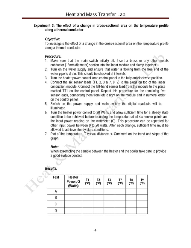 Hmt lab manual (heat and mass transfer lab manual) | PDF | Home ...