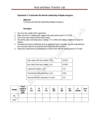 Hmt lab manual (heat and mass transfer lab manual) | PDF