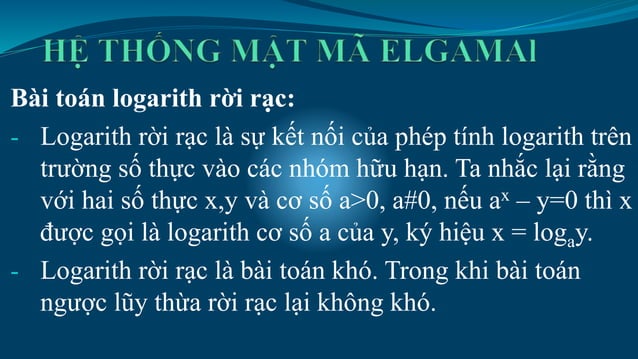 Hệ mật mã Elgamal | PPTX