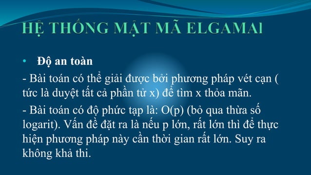 Hệ mật mã Elgamal | PPTX