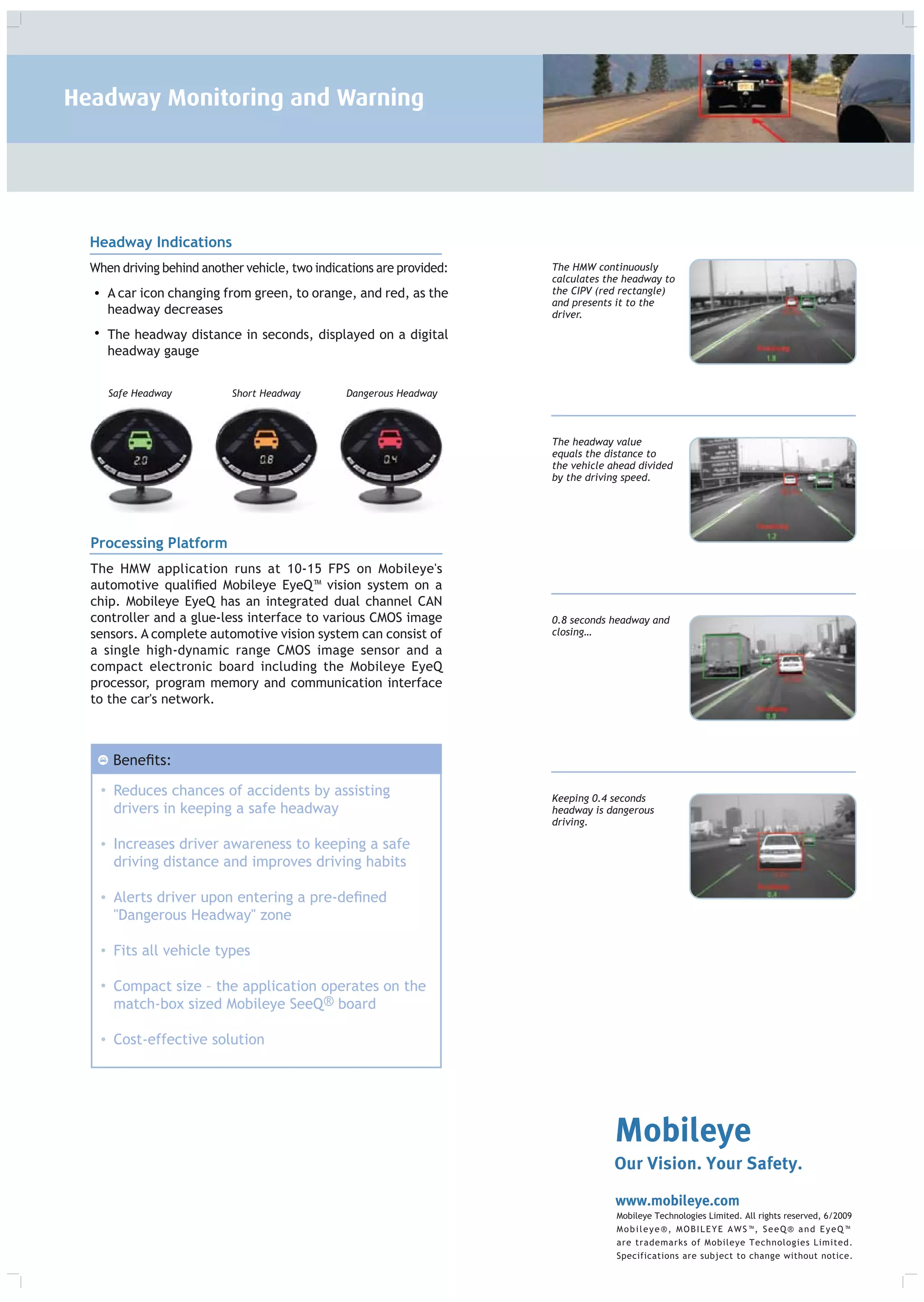 Headway Monitoring & Warning Technology - Brochure | PDF