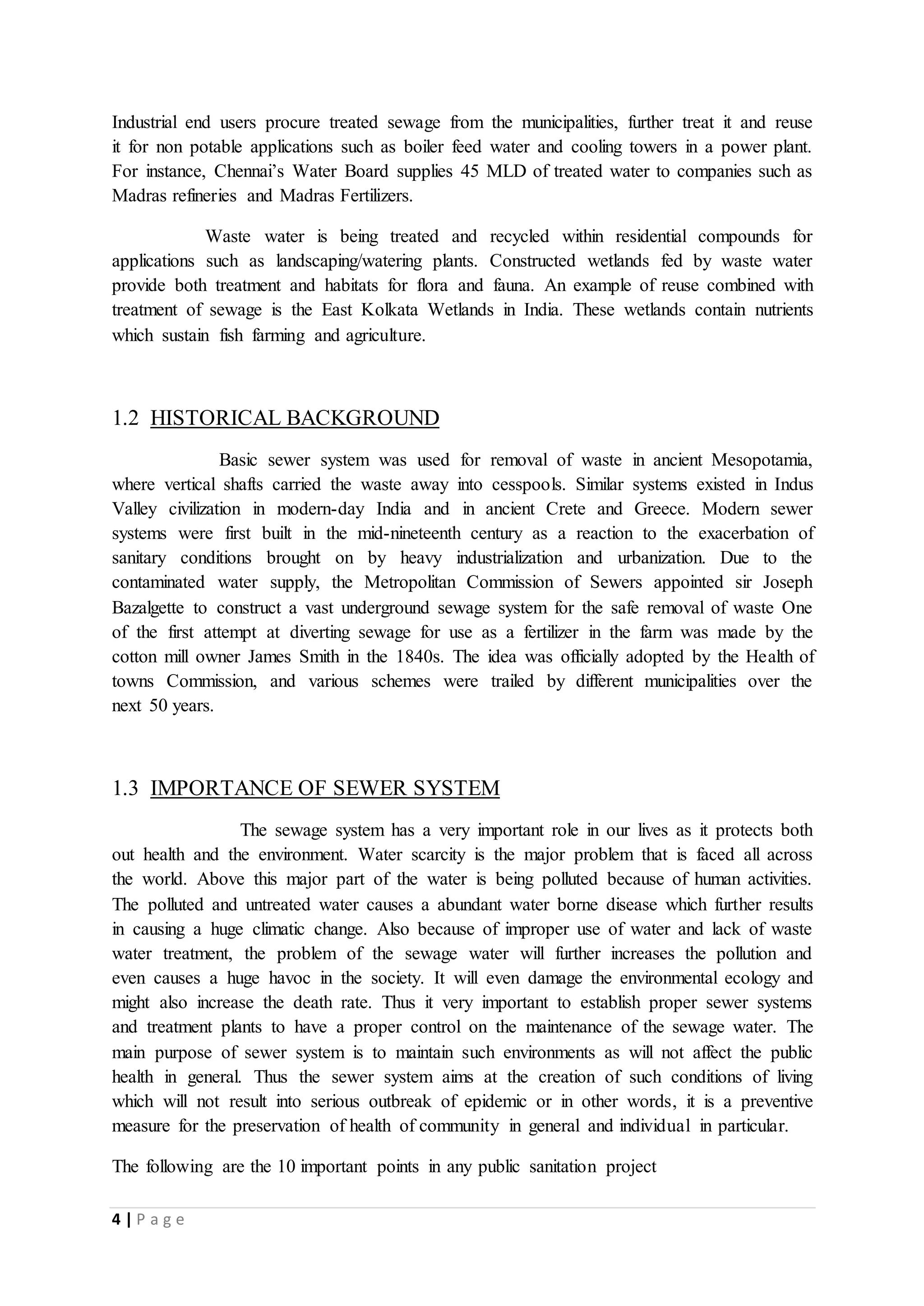 internship report on performance of sewage treatment plant | DOCX