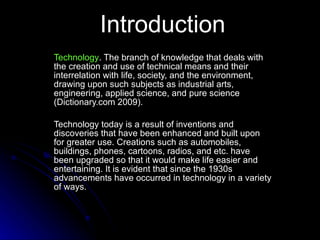 Advancements in Technology since the 1930's | PPT
