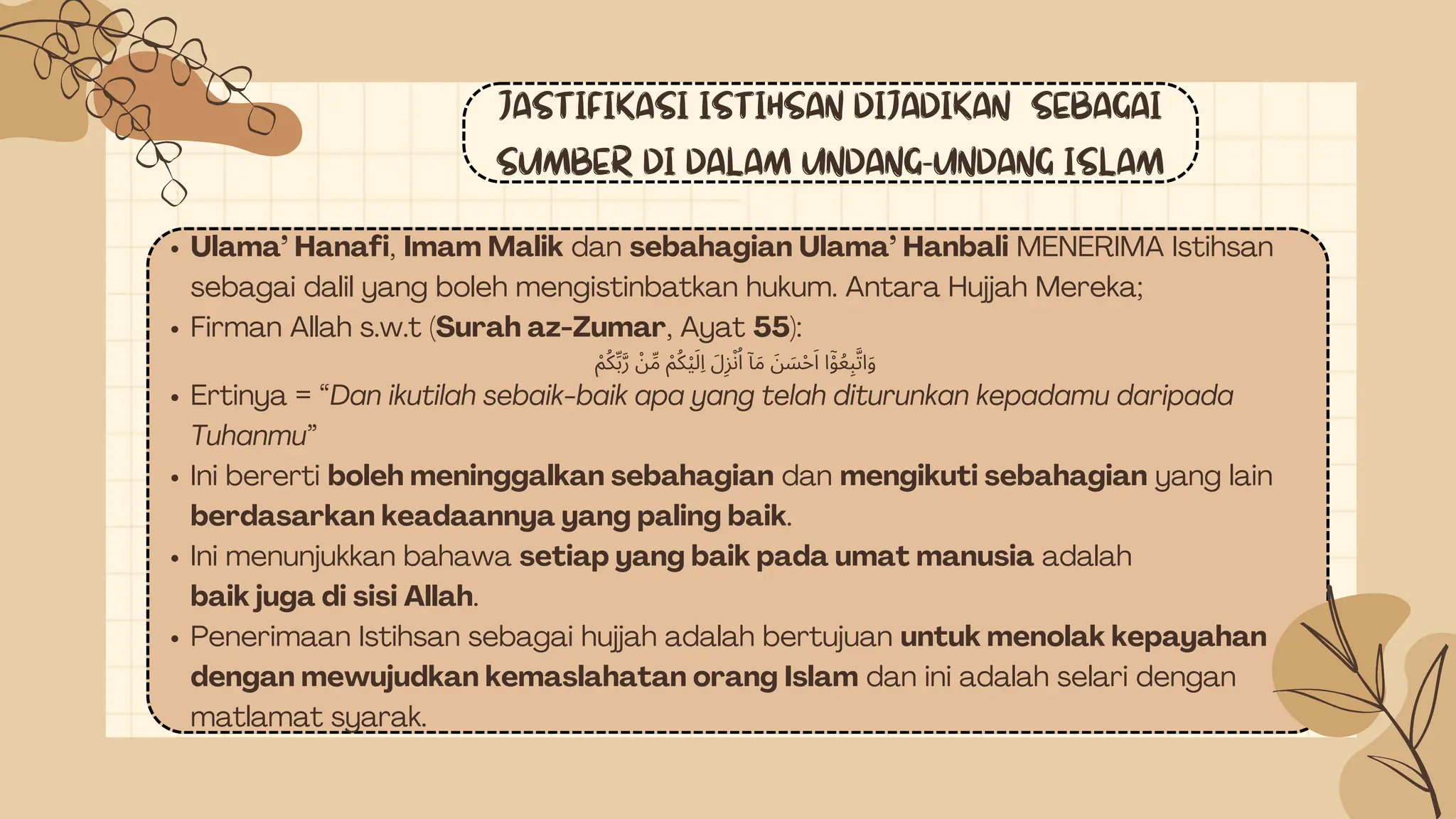 ANTARA DALIL YANG TIDAK DISEPAKATI IALAH ISTIHSAN | PPT