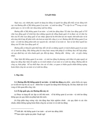 Hướng dẫn hệ thống quản lý an toàn và vệ sinh lao động ilo – osh 2001 | PDF