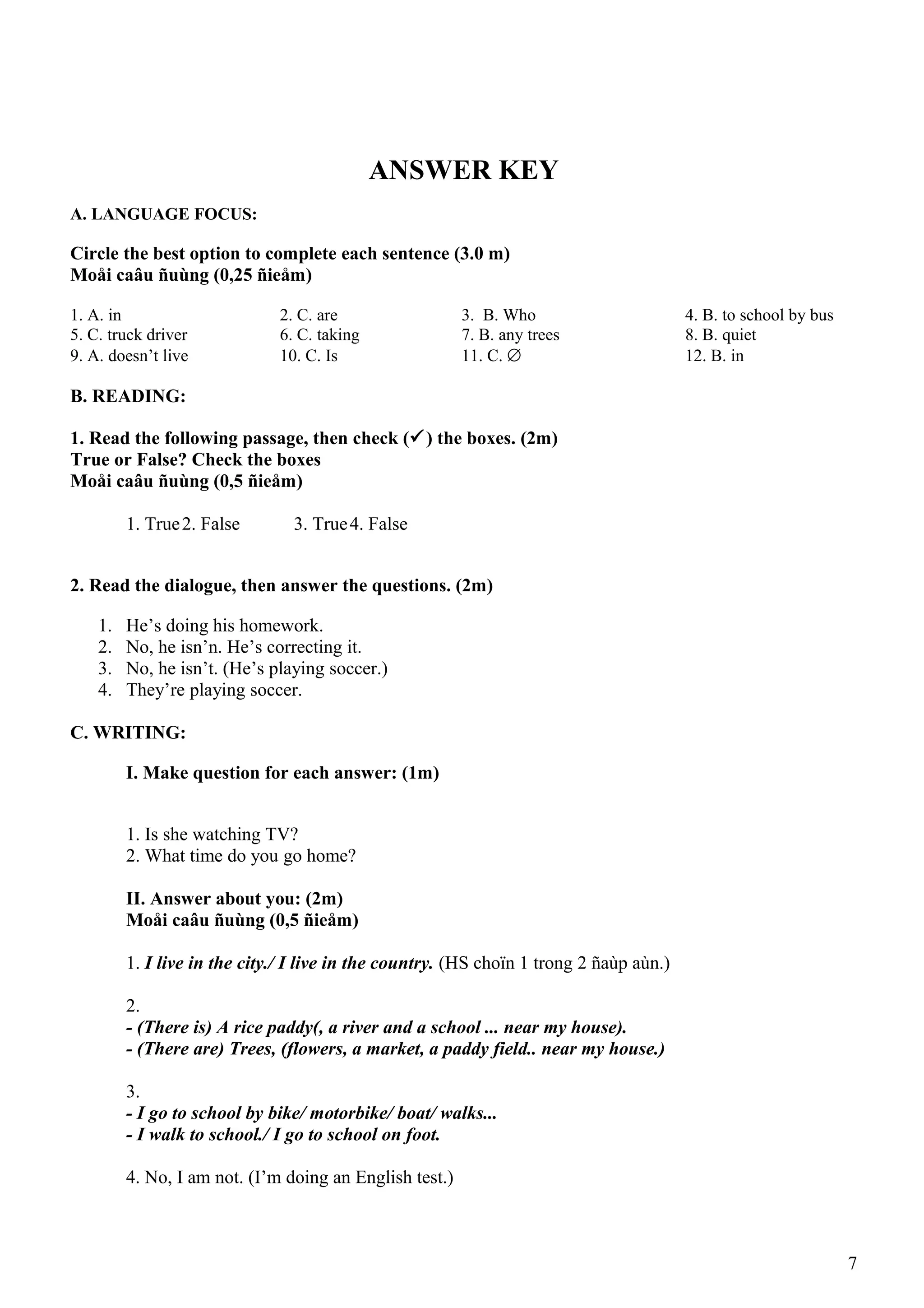 Hướng dẫn ôn thi hki tiếng anh lớp 6 | PDF