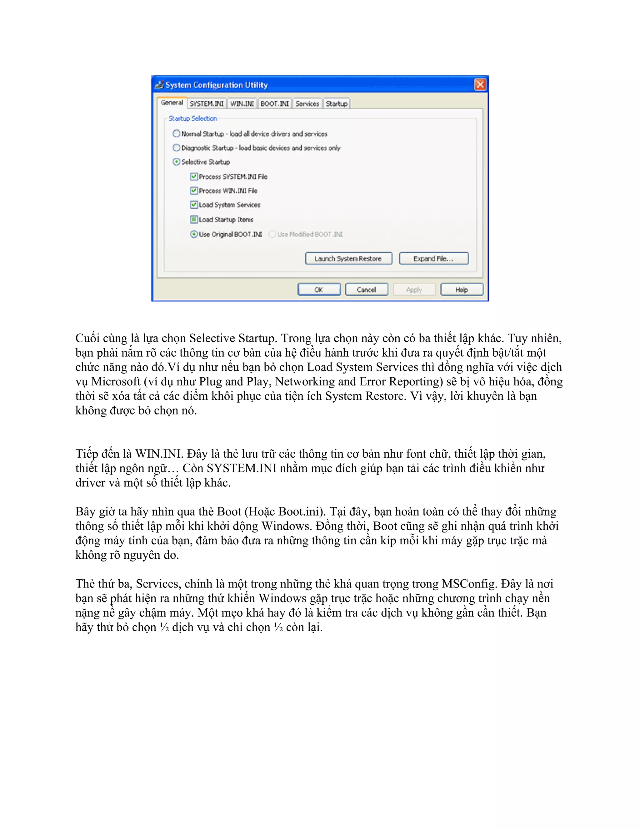 Hướng dẫn sử dụng ms config để vọc windows | PDF
