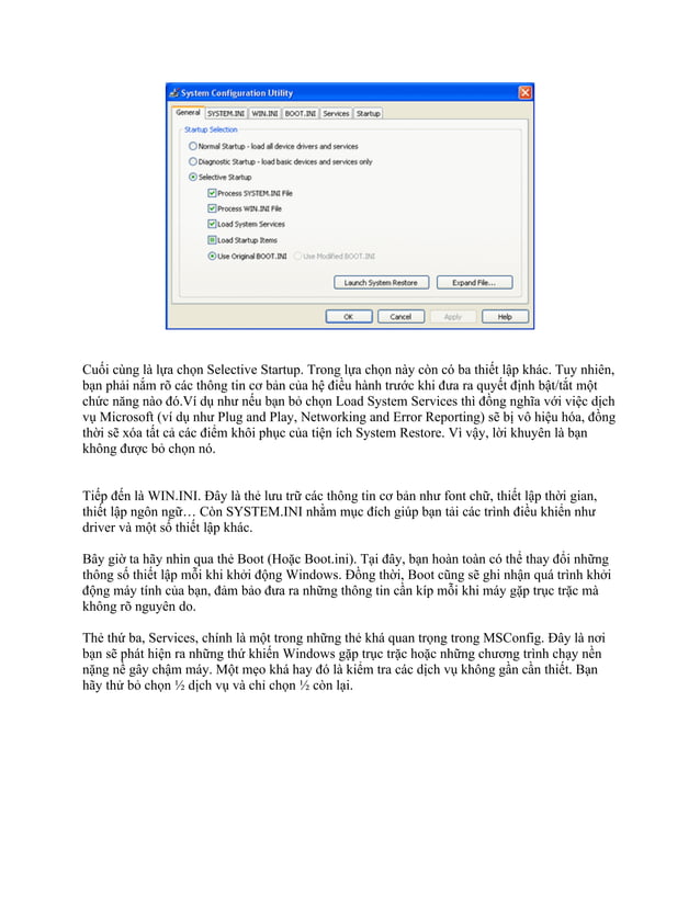 Hướng dẫn sử dụng ms config để vọc windows | PDF