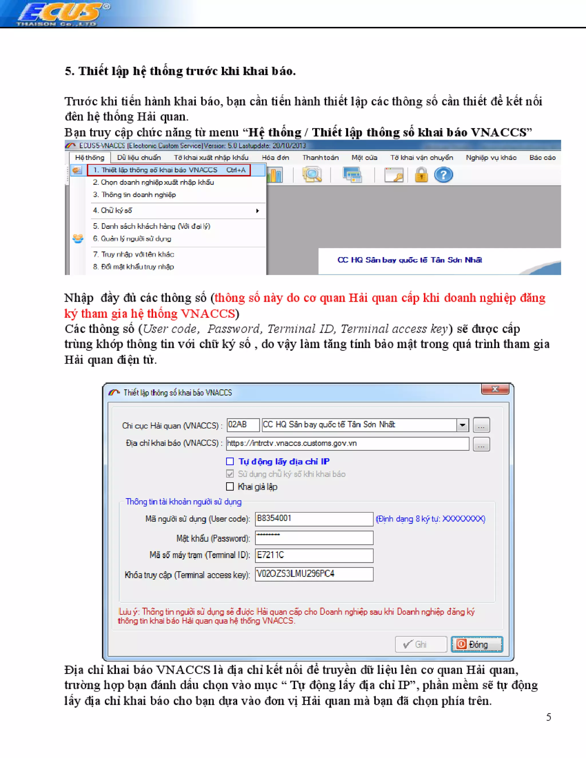 Hướng dẫn sử dụng phần mềm khai báo hải quan ecus5 vnaccs | PPT