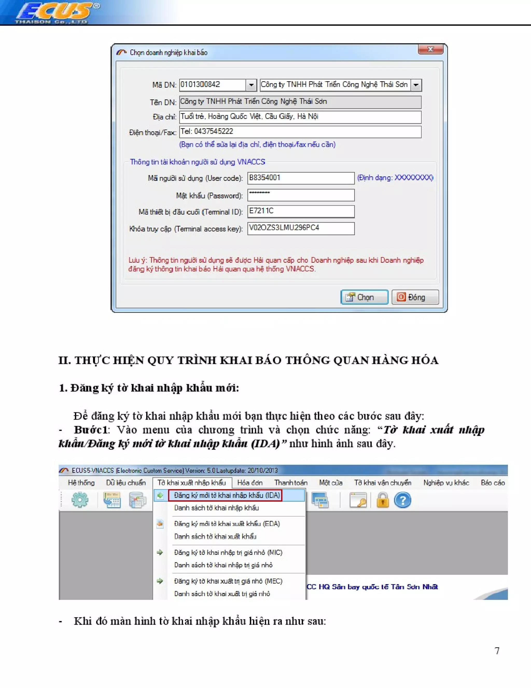 Hướng dẫn sử dụng phần mềm khai báo hải quan ecus5 vnaccs | PPT