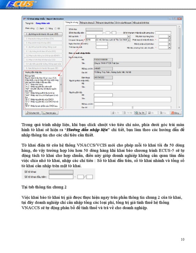 Hướng dẫn sử dụng phần mềm khai báo hải quan ecus5 vnaccs | PPT
