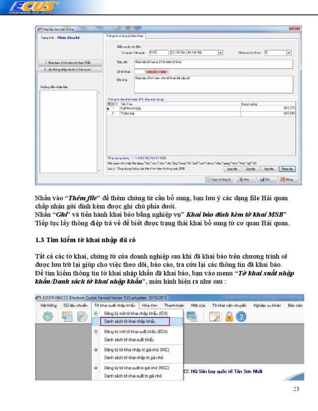 Hướng dẫn sử dụng phần mềm khai báo hải quan ecus5 vnaccs | PPT