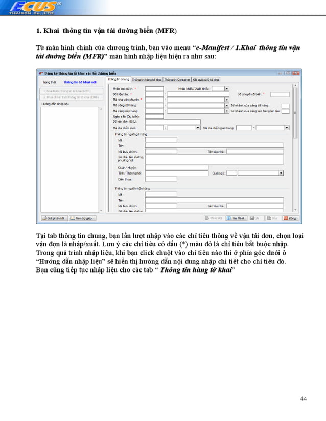 Hướng dẫn sử dụng phần mềm khai báo hải quan ecus5 vnaccs | PPT
