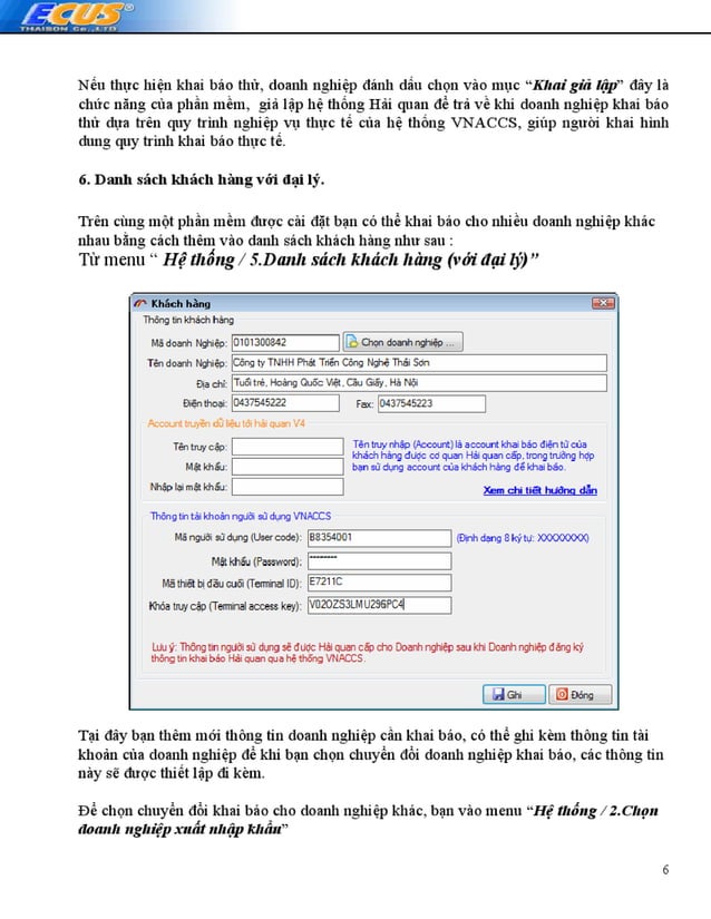 Hướng dẫn sử dụng phần mềm khai báo hải quan ecus5 vnaccs | PPT