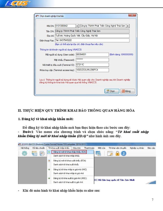 Hướng dẫn sử dụng phần mềm khai báo hải quan ecus5 vnaccs | PPT