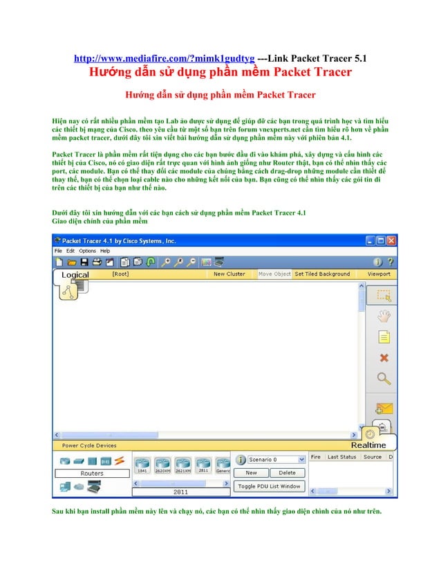 Hướng dẫn sử dụng phần mềm packet tracer | DOC