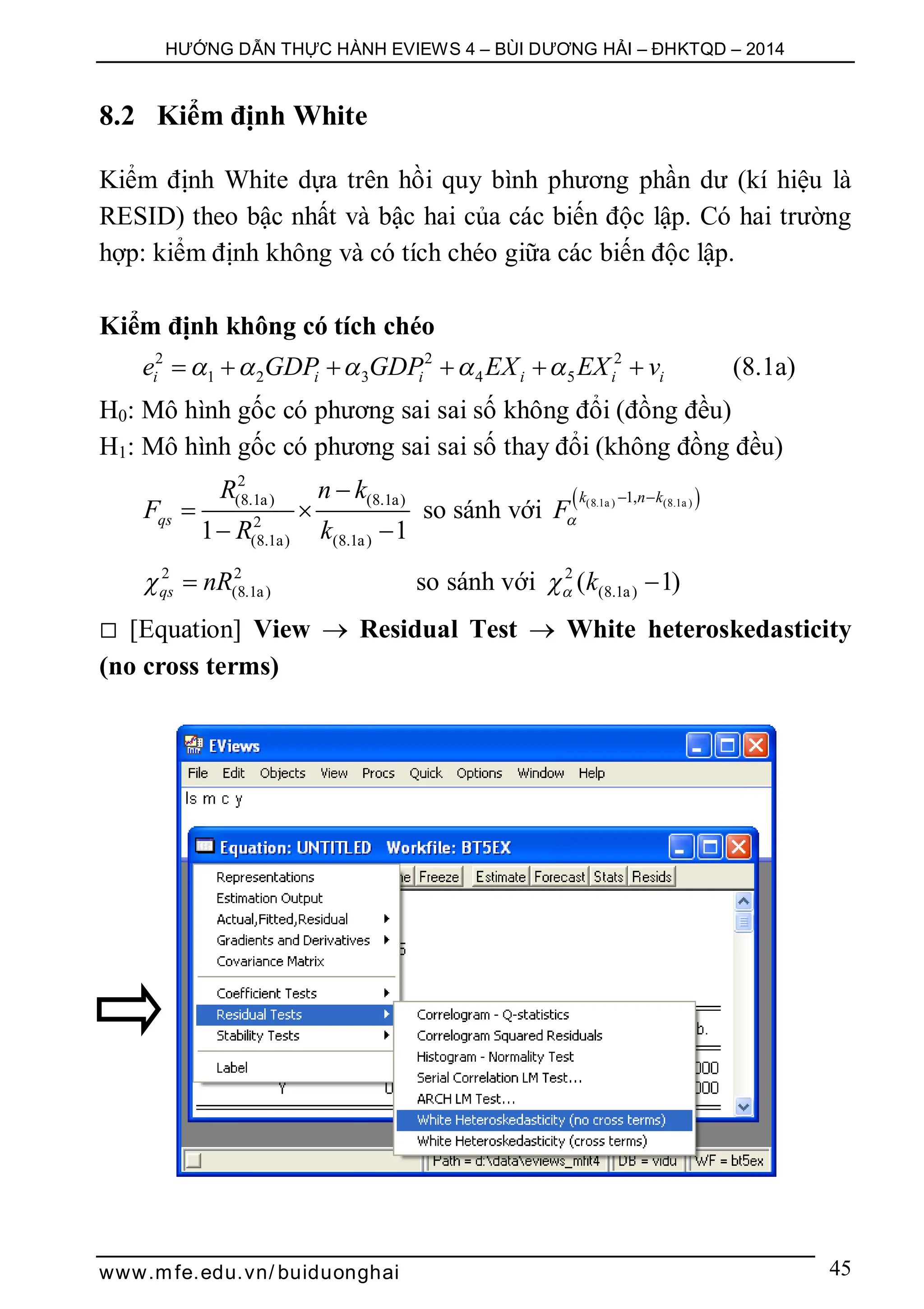 Hướng dẫn thực hành phần mềm Eviews môn KTL | PDF