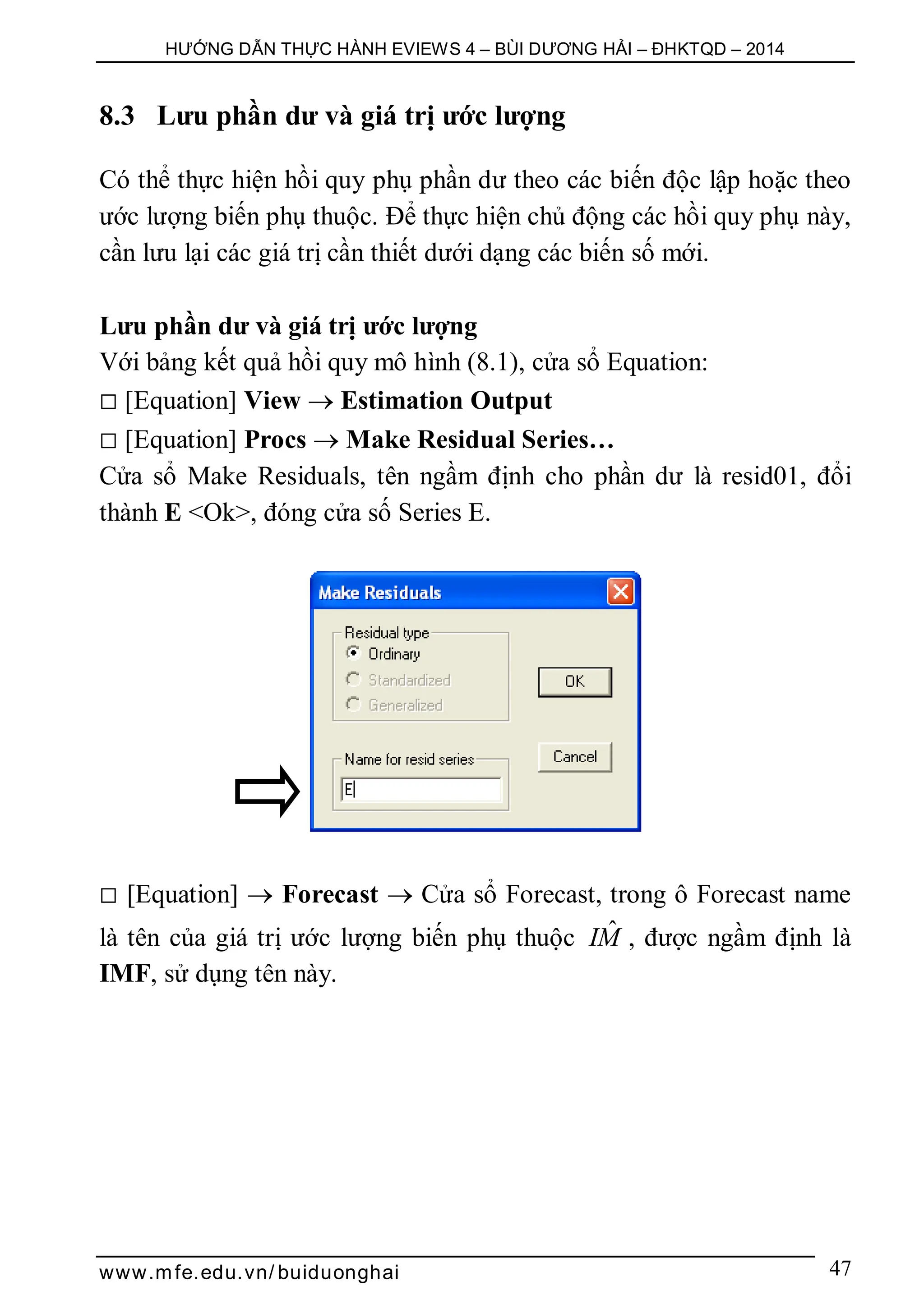 Hướng dẫn thực hành phần mềm Eviews môn KTL | PDF