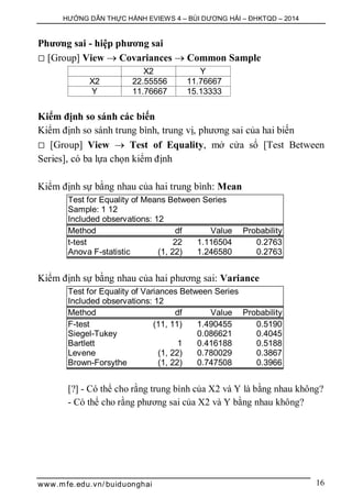 Hướng dẫn thực hành phần mềm Eviews môn KTL | PDF