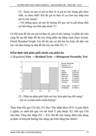 Hướng dẫn thực hành phần mềm Eviews môn KTL | PDF