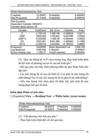 Hướng dẫn thực hành phần mềm Eviews môn KTL | PDF