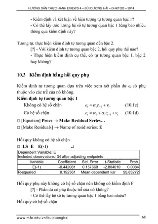 Hướng dẫn thực hành phần mềm Eviews môn KTL | PDF