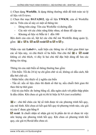 Hướng dẫn thực hành phần mềm Eviews môn KTL | PDF