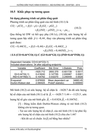 Hướng dẫn thực hành phần mềm Eviews môn KTL | PDF