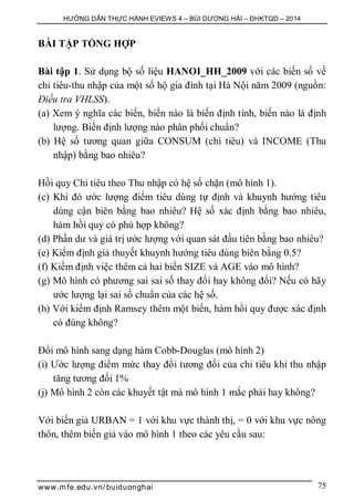 Hướng dẫn thực hành phần mềm Eviews môn KTL | PDF