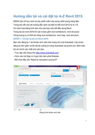 Hướng dẫn tải, cài đặt revit structure 2015 RDSiC.EDU.VN