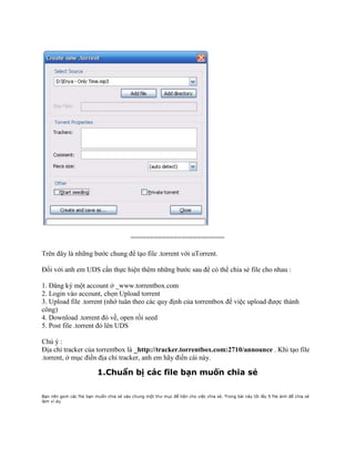 Hướng dẫn tạo file torrent | PDF