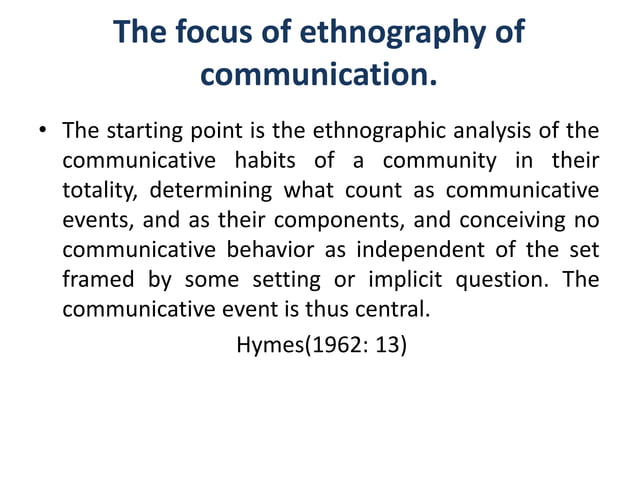 Ethnography of communication | PPTX