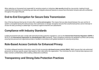 Data Security Features in Top-Tier AI Tools | PDF