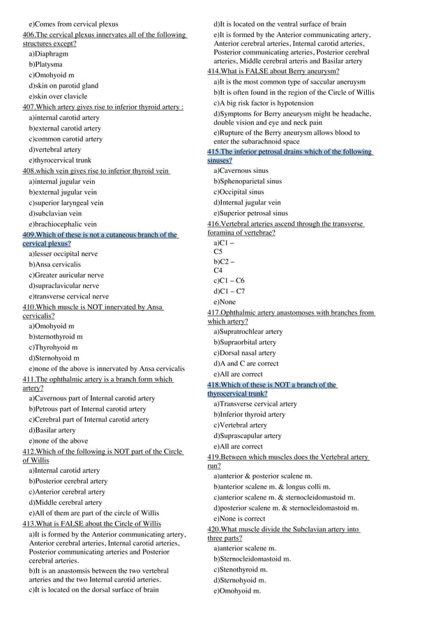 anatomy mcq head and neck