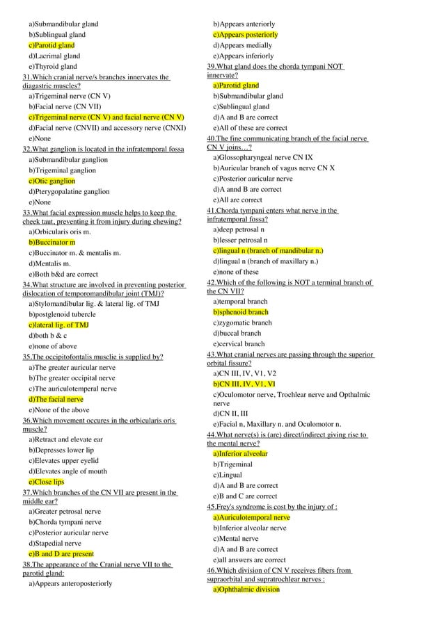 anatomy mcq head and neck | PDF