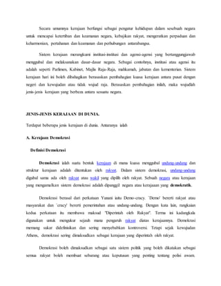 Hns 2013 kenegaraan esei 1 - bincangkan jenis-jenis kerajaan | PDF