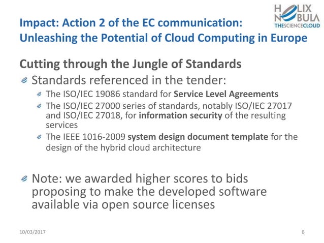 Helix Nebula - The Science Cloud - Lessons learned | PPT
