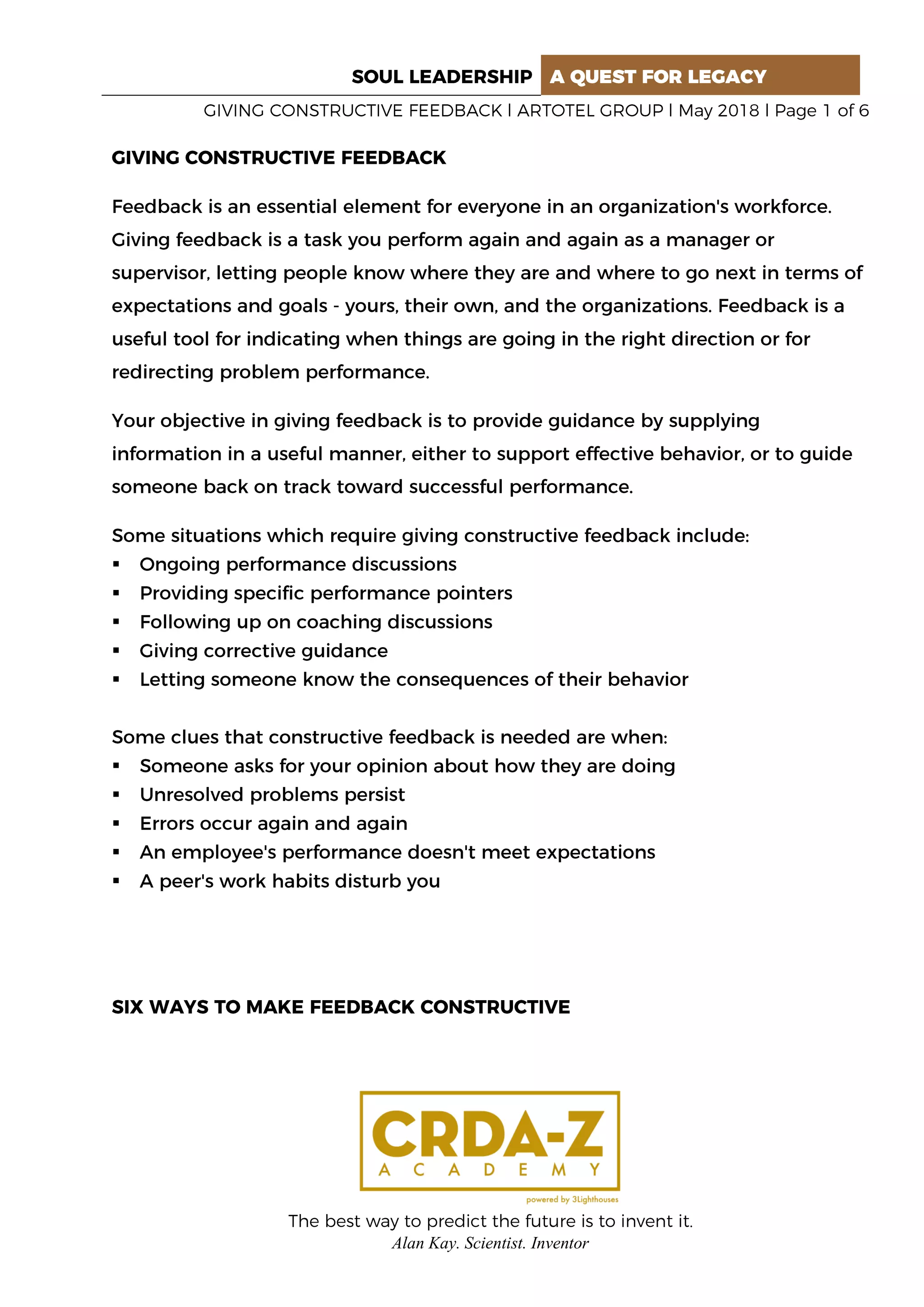 Giving Constructive Feedback | PDF