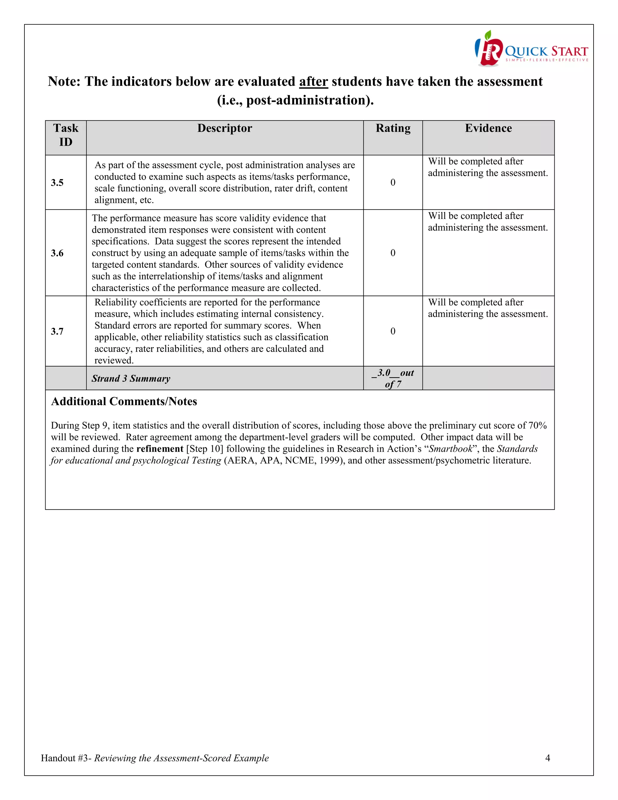HO #3-Reviewing the Assessment-Scored Example-22JAN14 | PDF