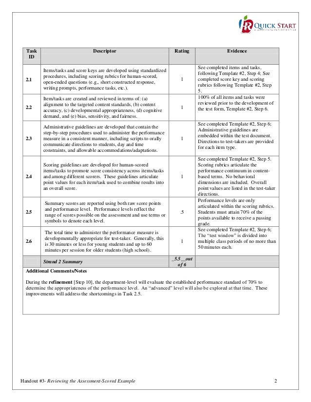 HO #3-Reviewing the Assessment-Scored Example-22JAN14
