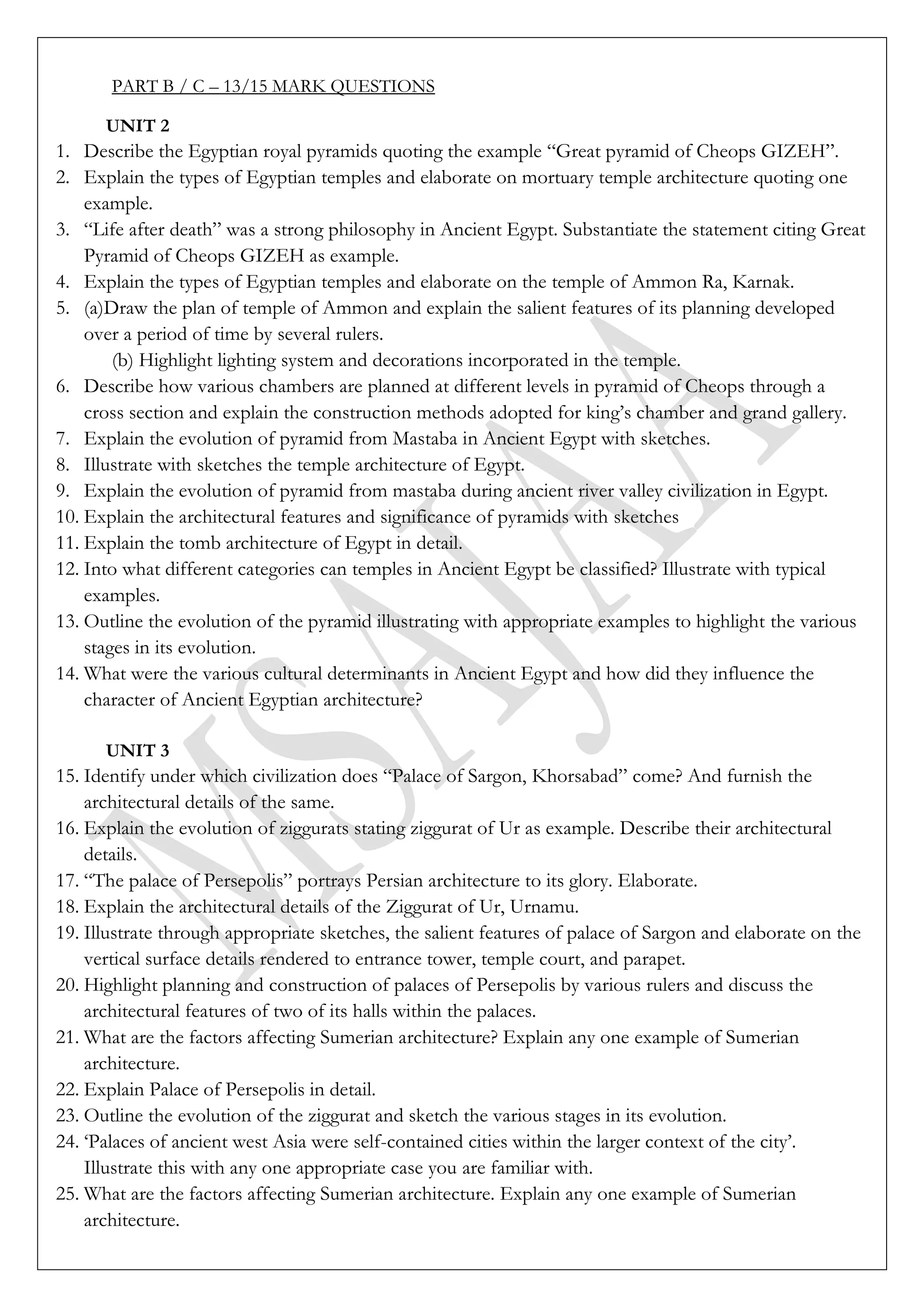 HISTORY OF ARCHITECTURE question bank | PDF