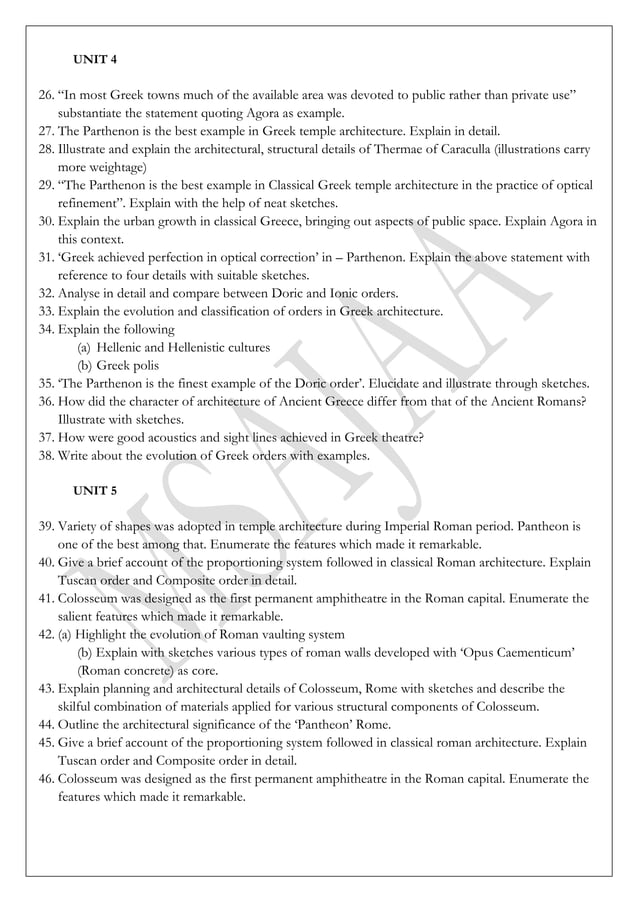 HISTORY OF ARCHITECTURE question bank | PDF