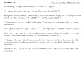 Prehistoric civilizations - History of Architecture 1 (B. Arch) | PPTX